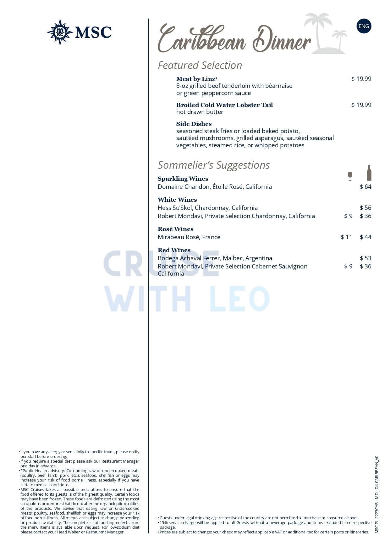 All MSC Cruises Menus: Photos and PDFs! - Cruise with Leo
