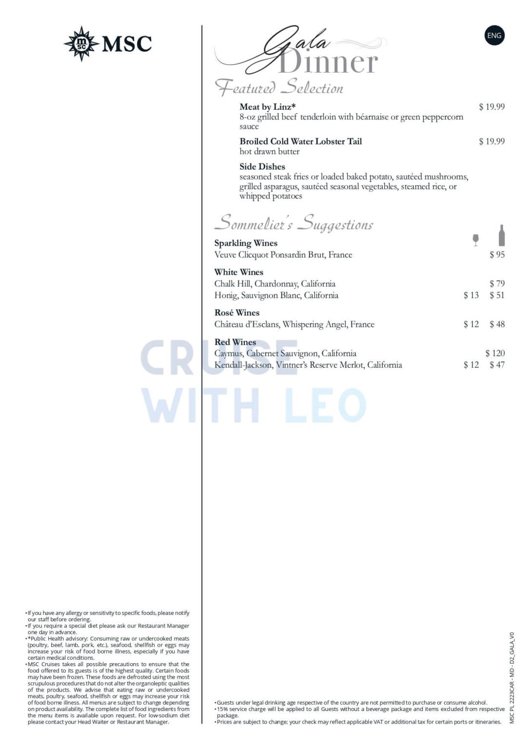 All MSC Cruises Menus: Photos and PDFs! - Cruise with Leo