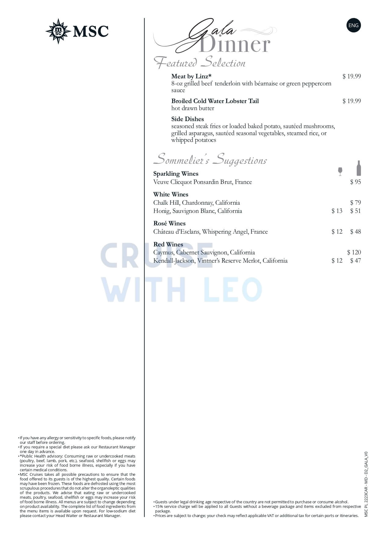All MSC Cruises Menus: Photos and PDFs! - Cruise with Leo