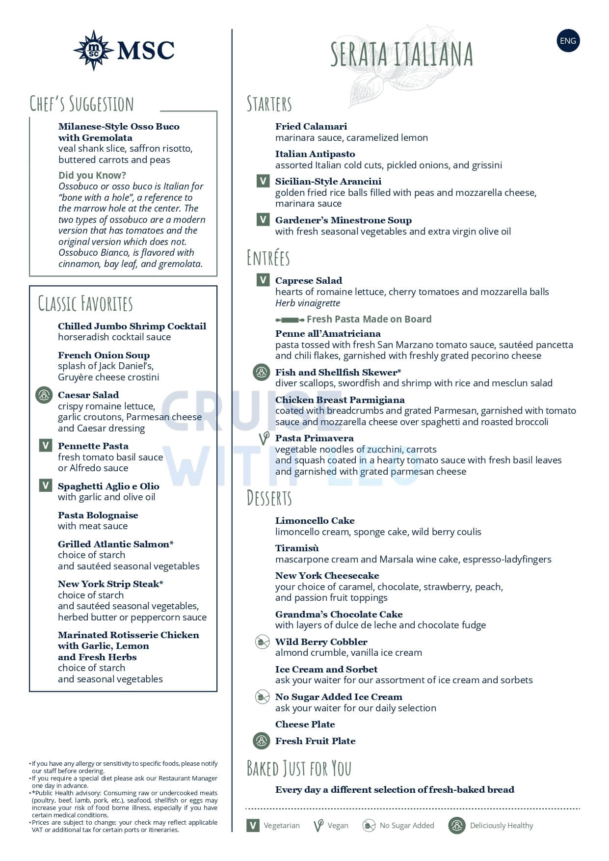 All MSC Cruises Menus: Photos and PDFs! - Cruise with Leo