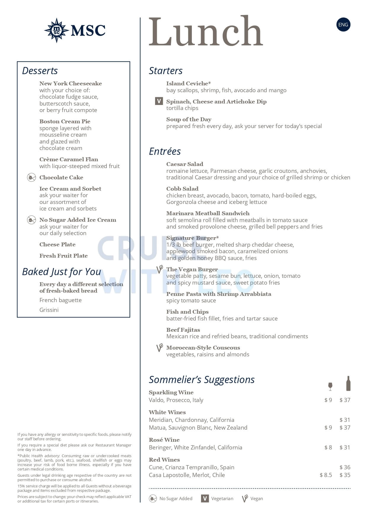 All MSC Cruises Menus: Photos and PDFs! - Cruise with Leo