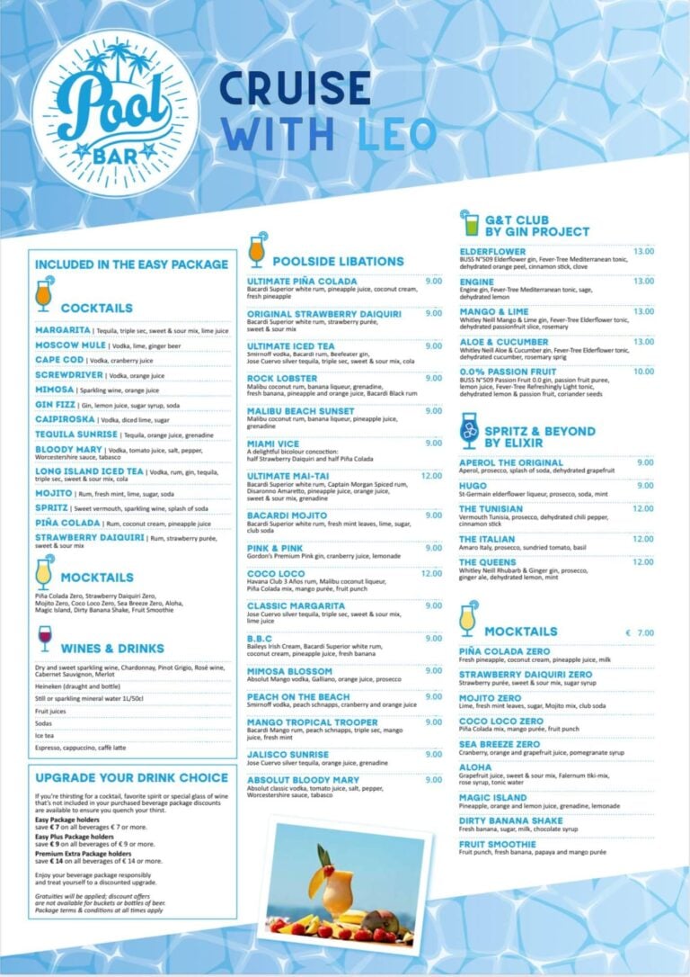 MSC Drink Packages: Full List and Prices 2025! - Cruise with Leo