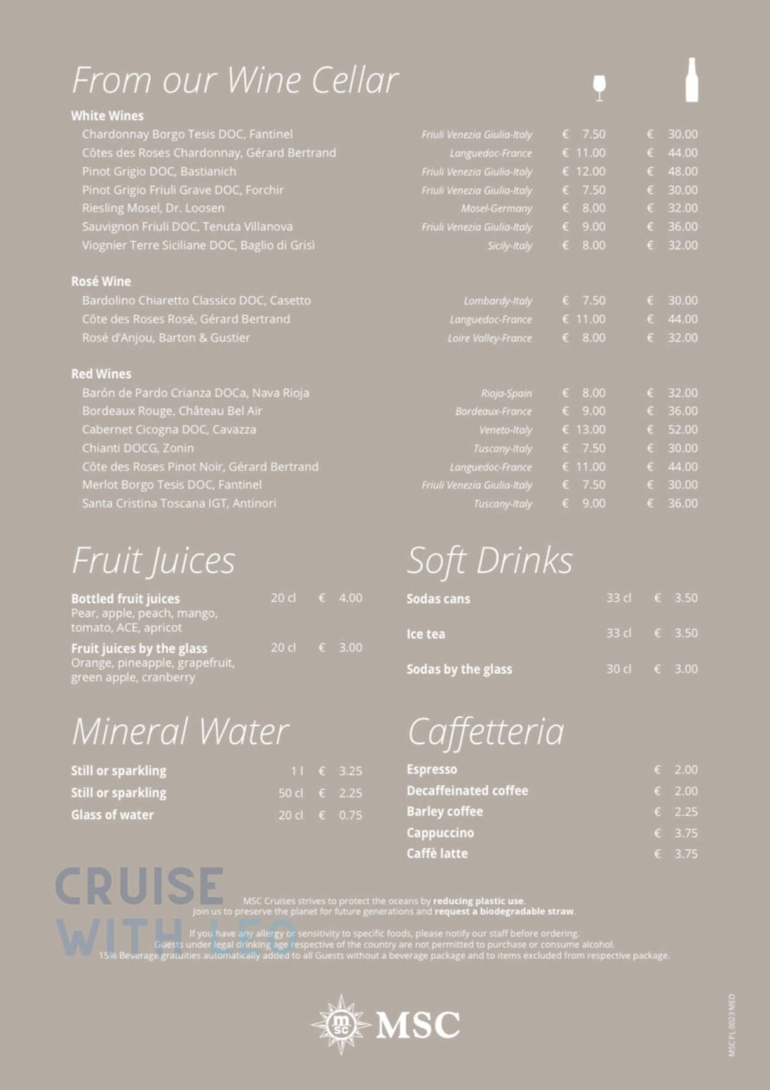 MSC Drink Packages: Full List and Prices 2025! - Cruise with Leo