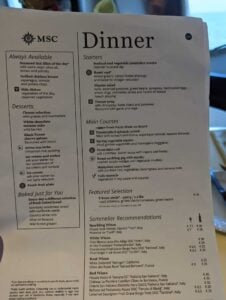 All MSC Cruises Menus: Photos and PDFs! - Cruise with Leo