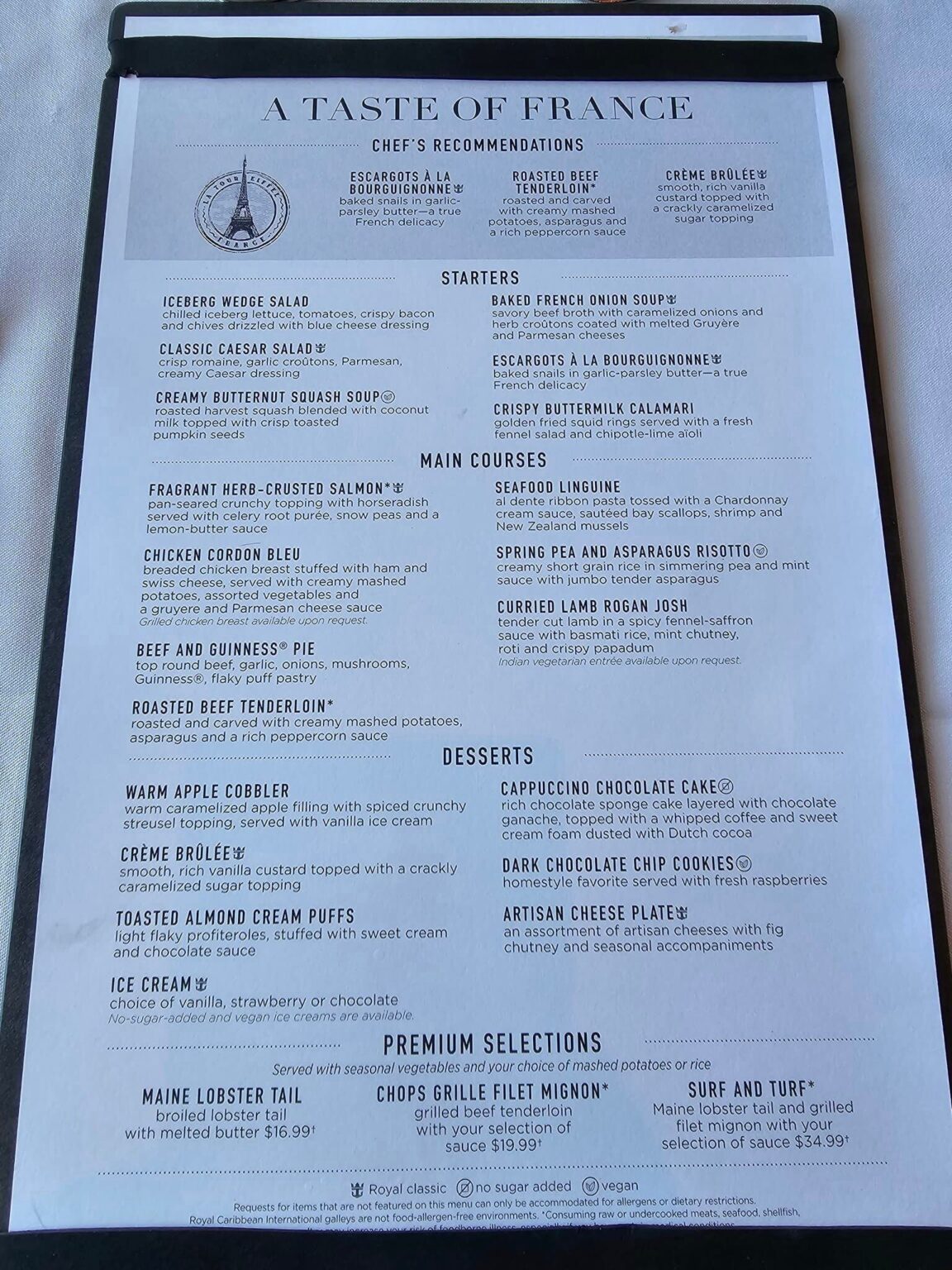 Royal Caribbean Main Dining Room Menu (2025 UPDATE) - Cruise with Leo