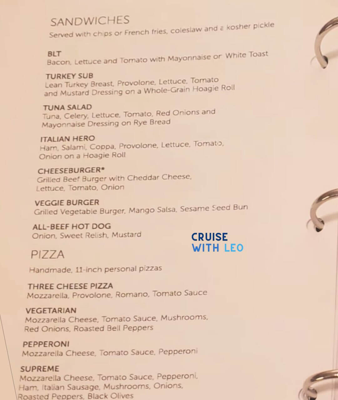 NCL Room Service Full Menu with Prices (2025) - Cruise with Leo